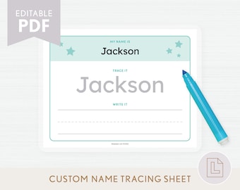 Custom Name Tracing Sheet Handwriting Practice Name Writing - Etsy