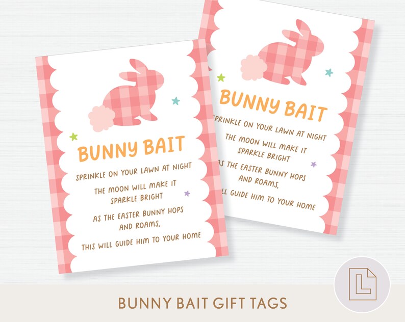 Easter Bunny Bait Printable Gift Tags Pink, Easter Treat Bag Tags ...
