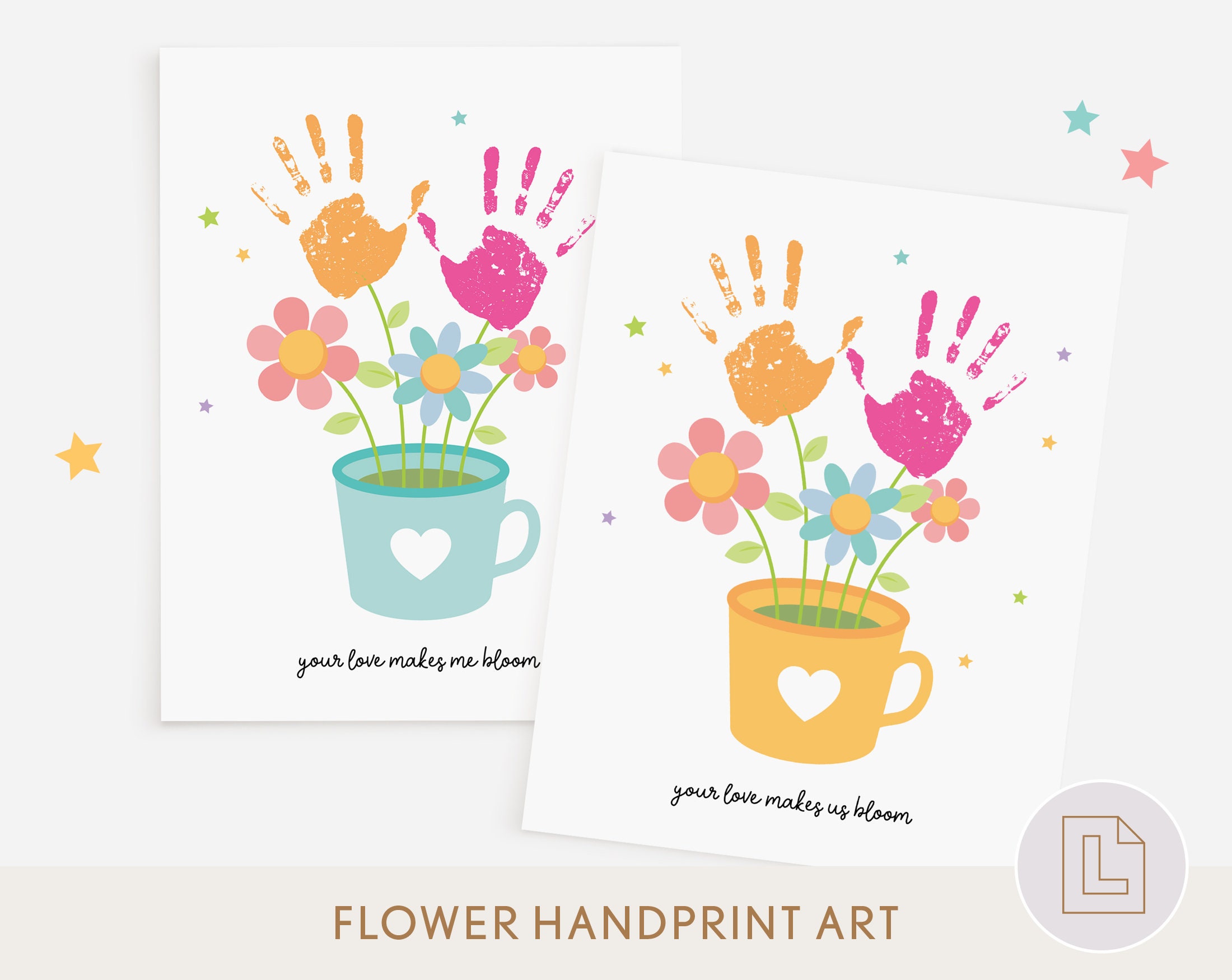 Mother's Day Handprint Flower Art Printable | Keepsake Gift to Mom ...