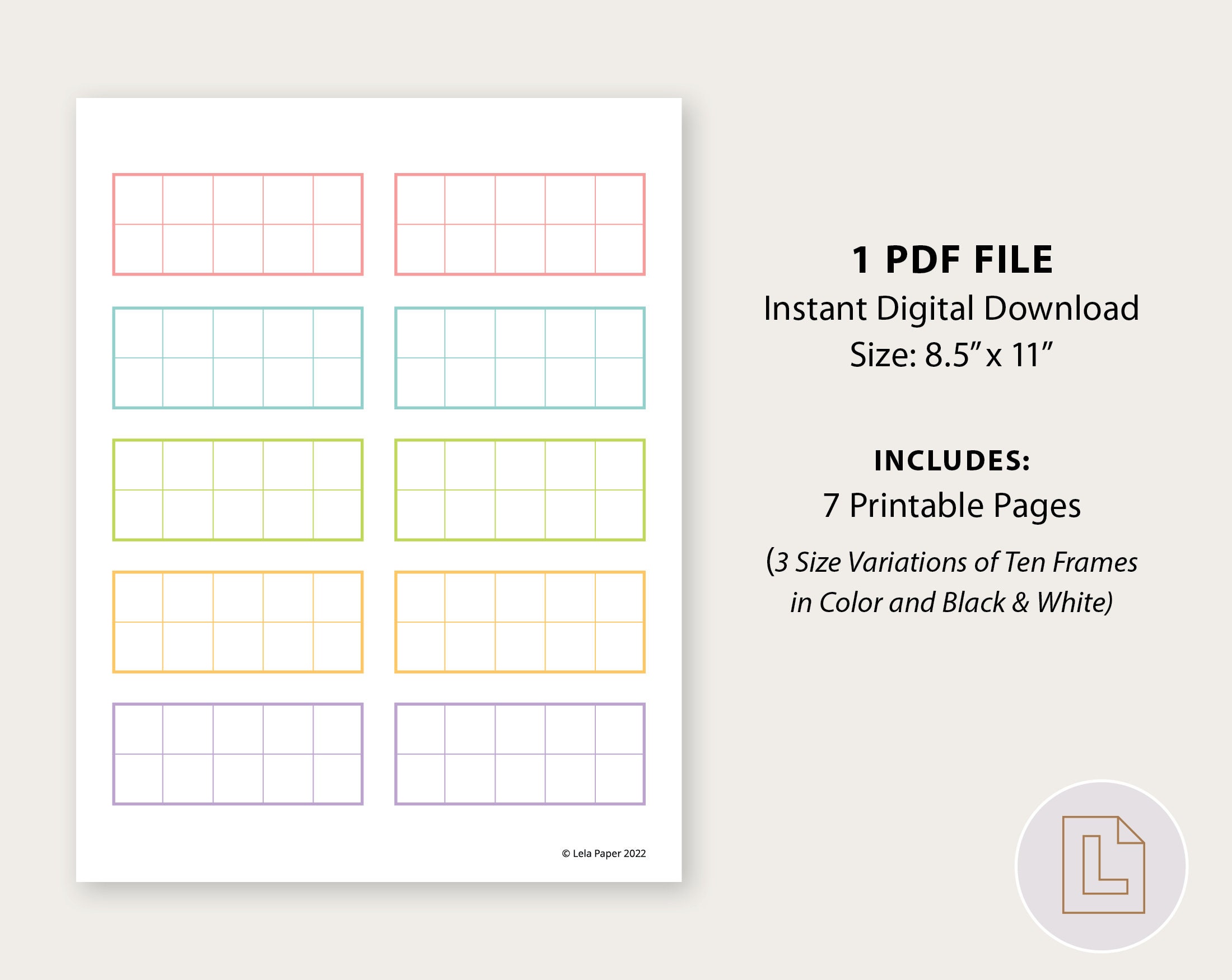 Ten Frames Printable Double Tens Frame Counting Ten Math Resources Math ...