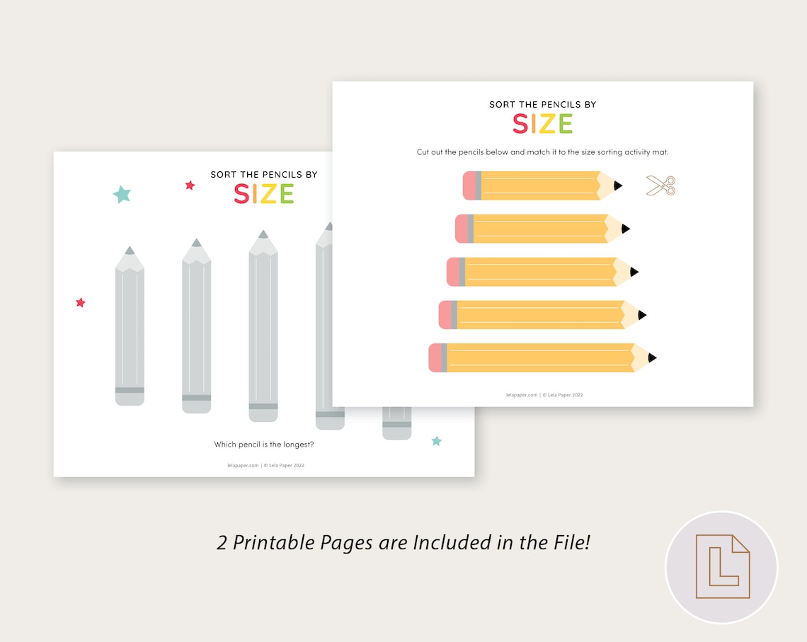 Pencil Size Sorting Activity Printable Comparing Size Busy - Etsy