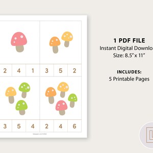 Mushroom Count and Clip Nature Cards | Counting 1-20 Number Flashcards ...