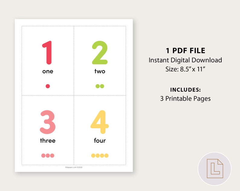 Numbers 1 – 10 Flash Cards Montessori Bead Stairs | Minimalist Counting ...