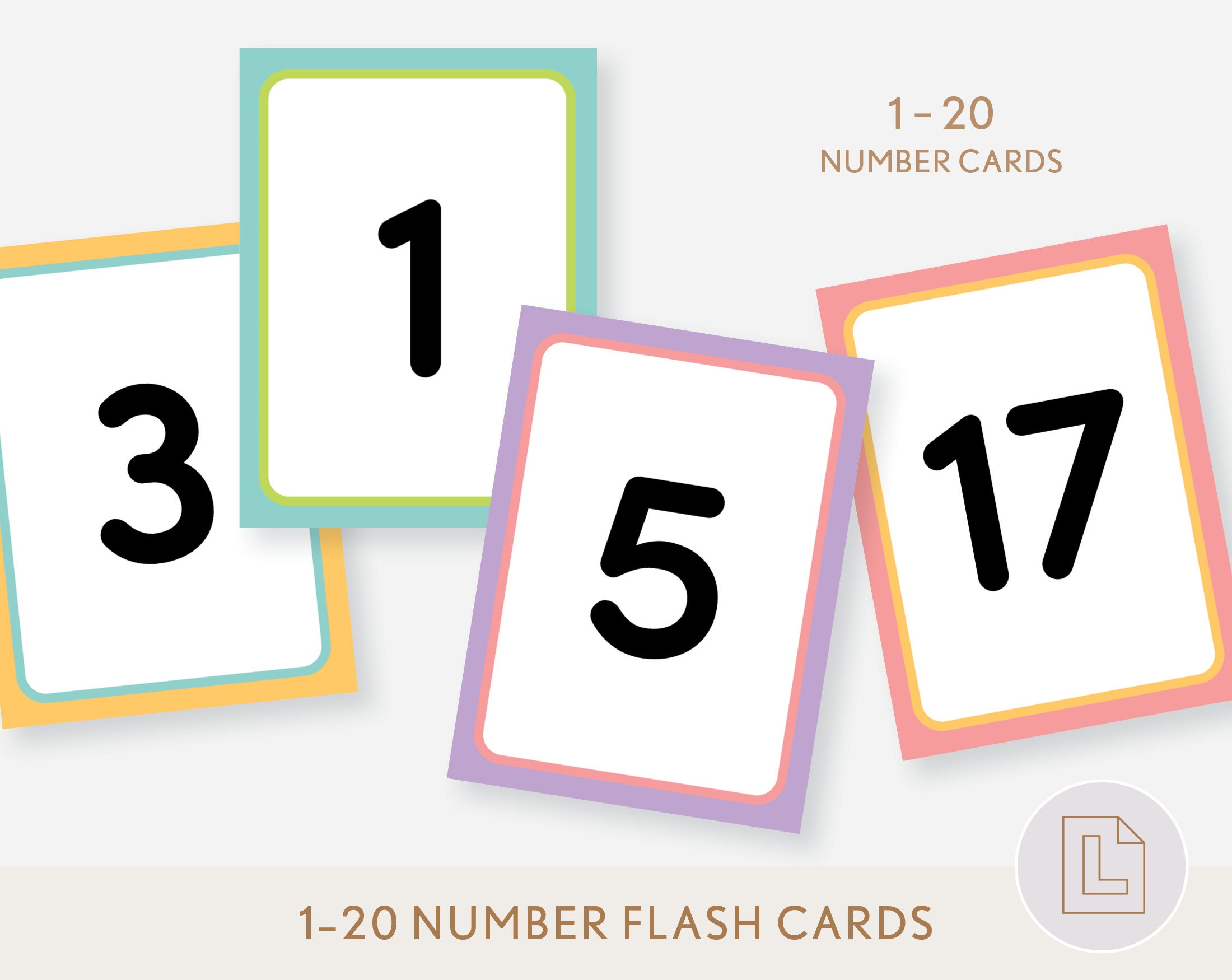 Numbers 1-20 Flash Cards Printable | Counting 1-20 Number Cards ...
