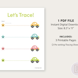 Cars Pre-writing Printable | Prewriting Fine Motor Worksheet | Line ...