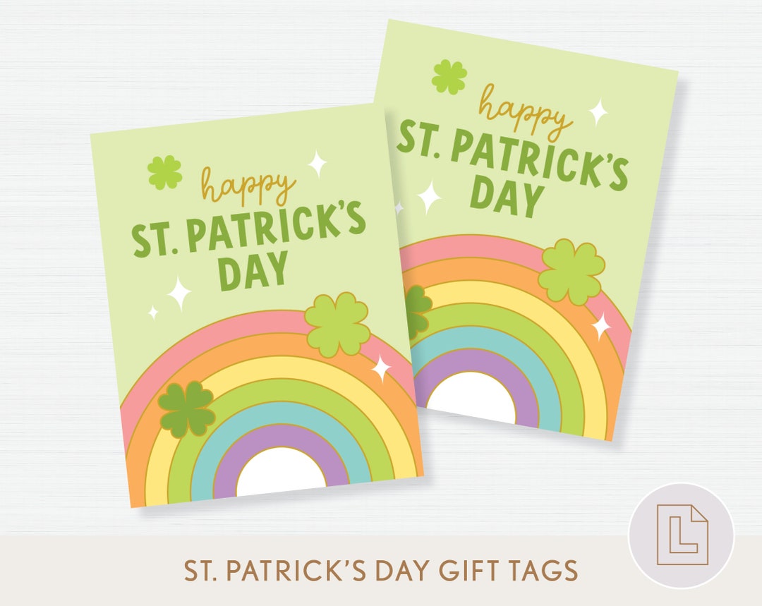 St. Patrick's Day Kids Gift Tags | Classroom School Rainbow Shamrock ...