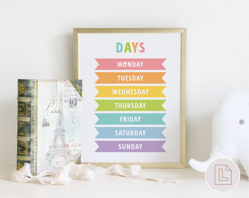 Days of the Week Wall Art Printable | Educational Learning Poster ...