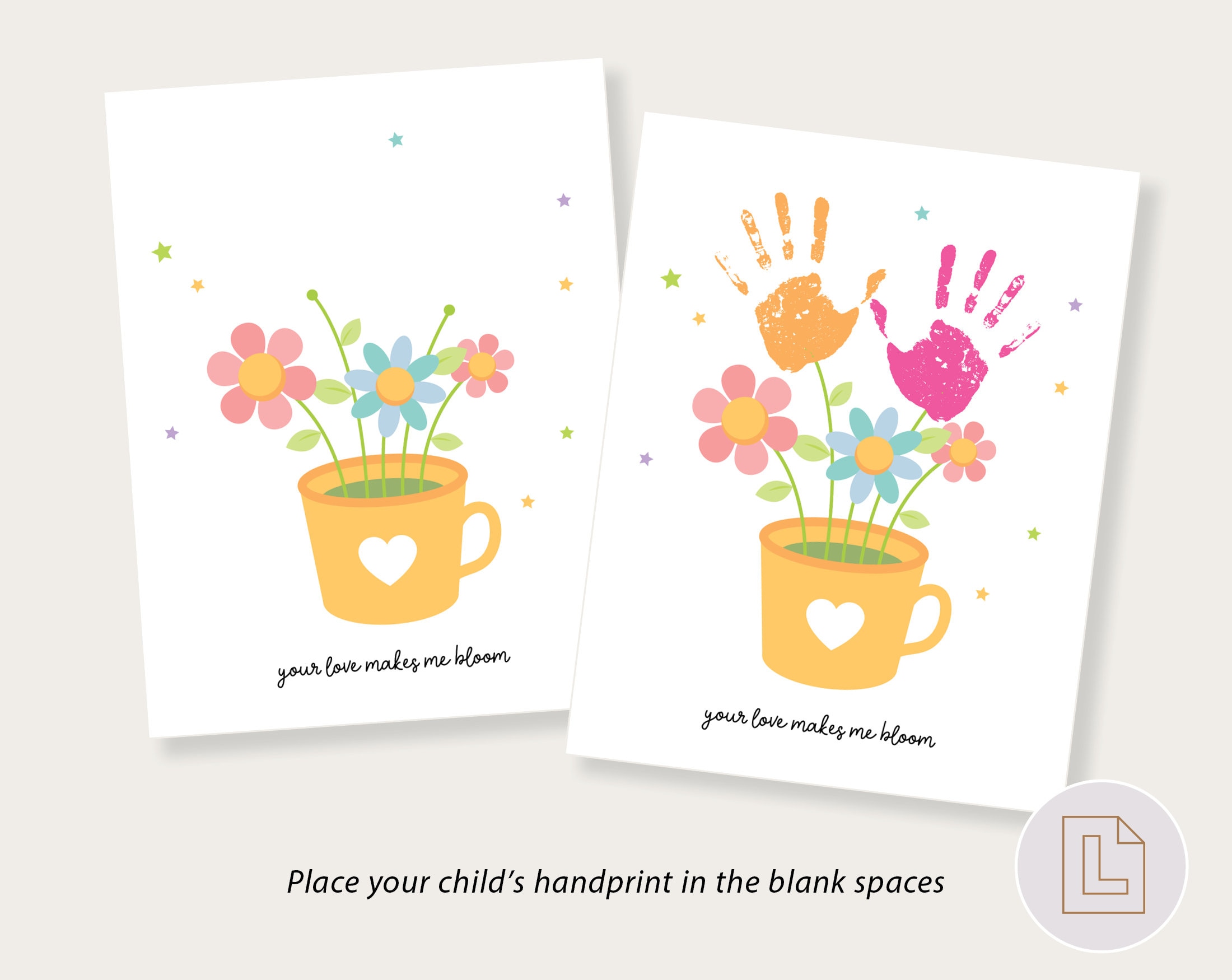 Mother's Day Handprint Flower Art Printable | Keepsake Gift to Mom ...