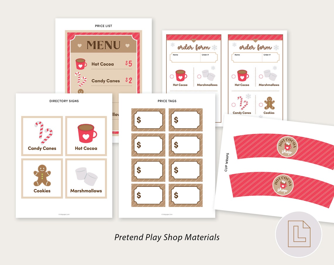 Hot Cocoa Shop Dramatic Play Printable | Hot Chocolate Cafe Pretend ...