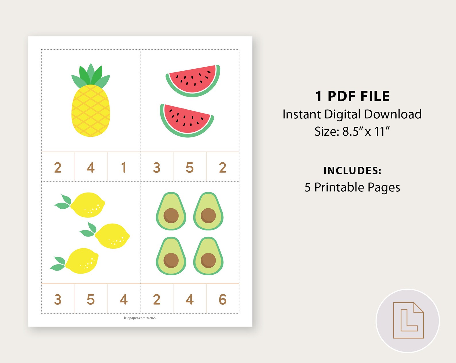 Fruit Count and Clip Cards | Counting 1-20 Number Flashcards ...