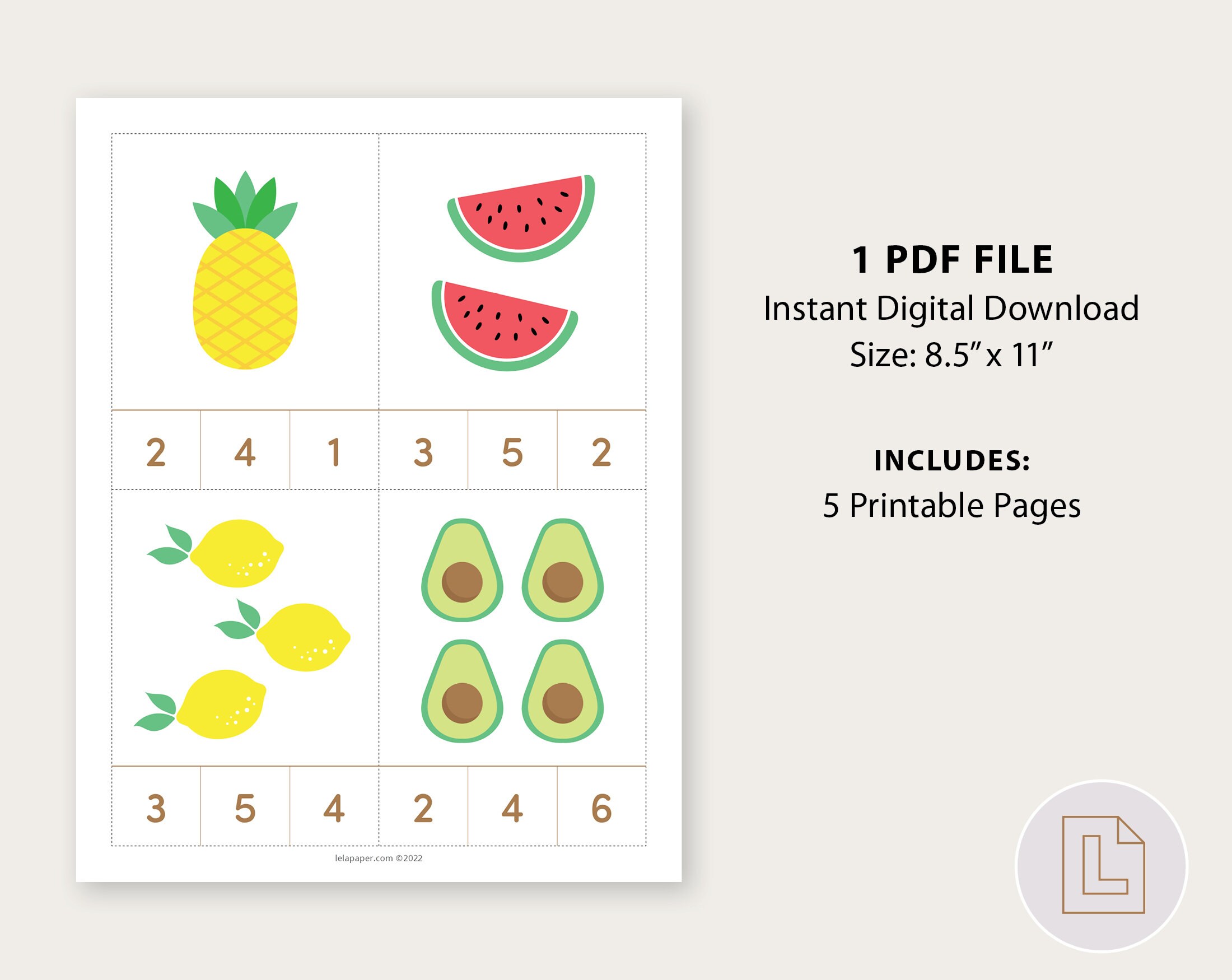 Fruit Count and Clip Cards | Counting 1-20 Number Flashcards ...