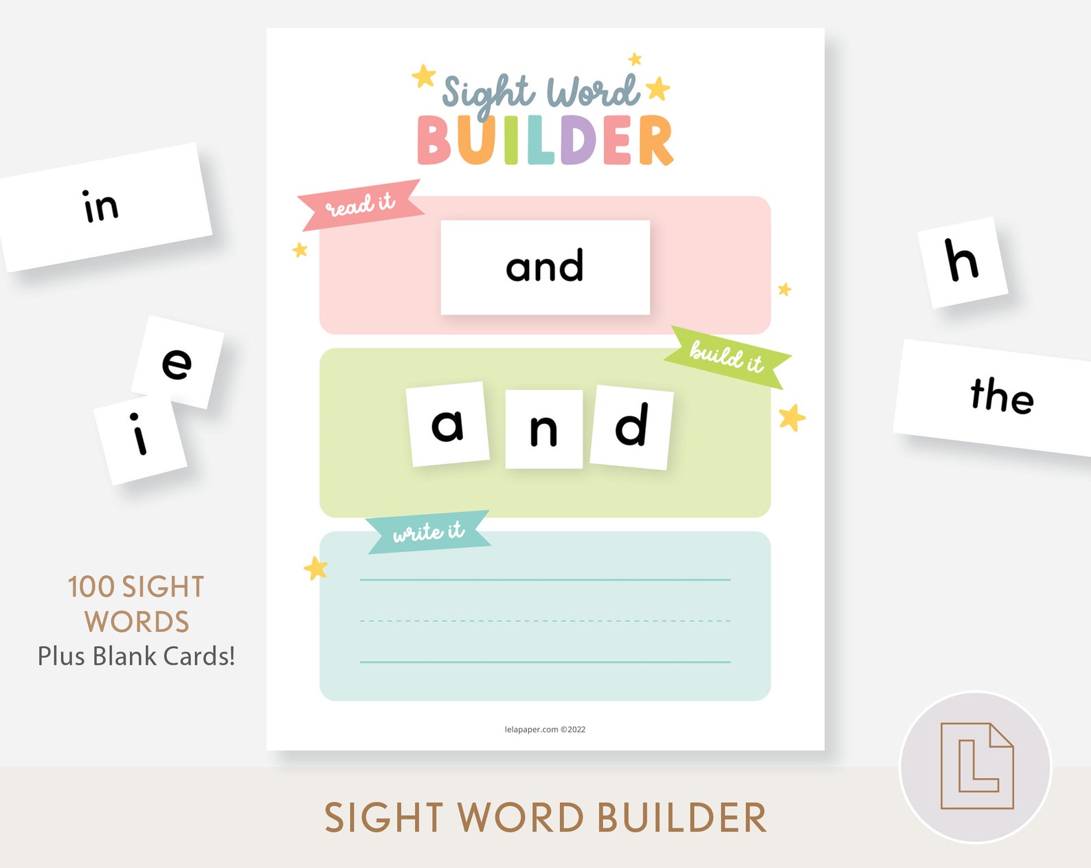 Sight Word Builder Printable Learning Sight Words Activity Kindergarten ...