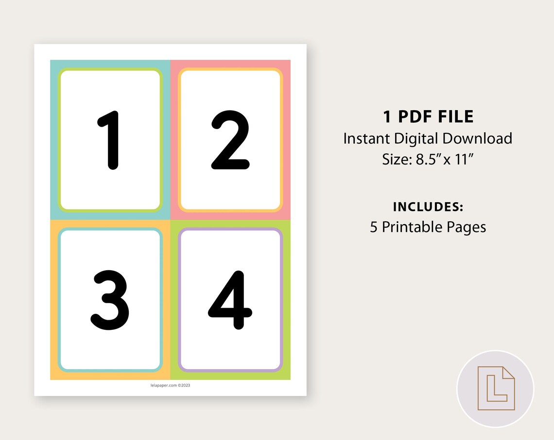 Numbers 1-20 Flash Cards Printable | Counting 1-20 Number Cards ...