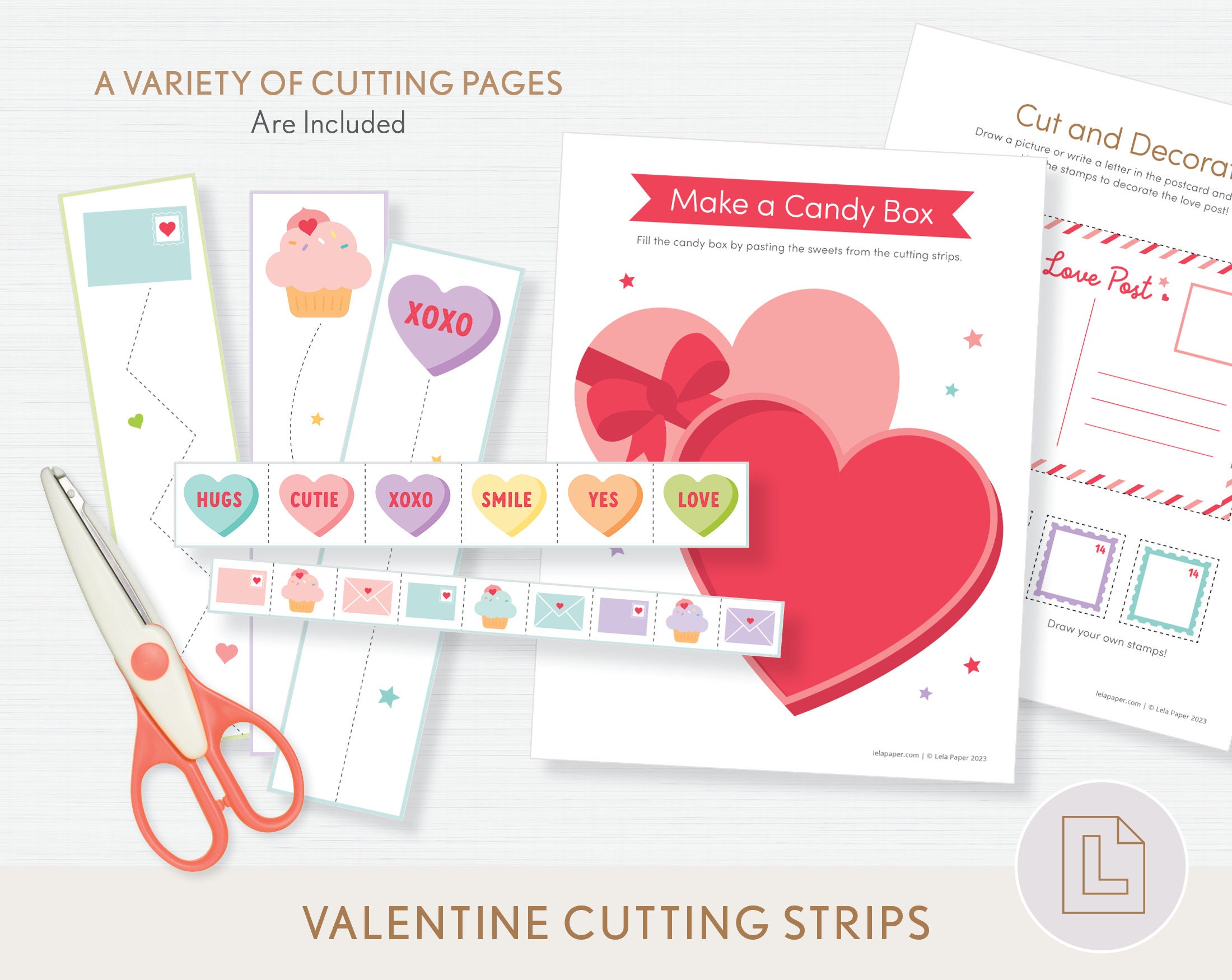 Valentine Sweets Cutting Practice Strips Bundle | Scissor Practice ...