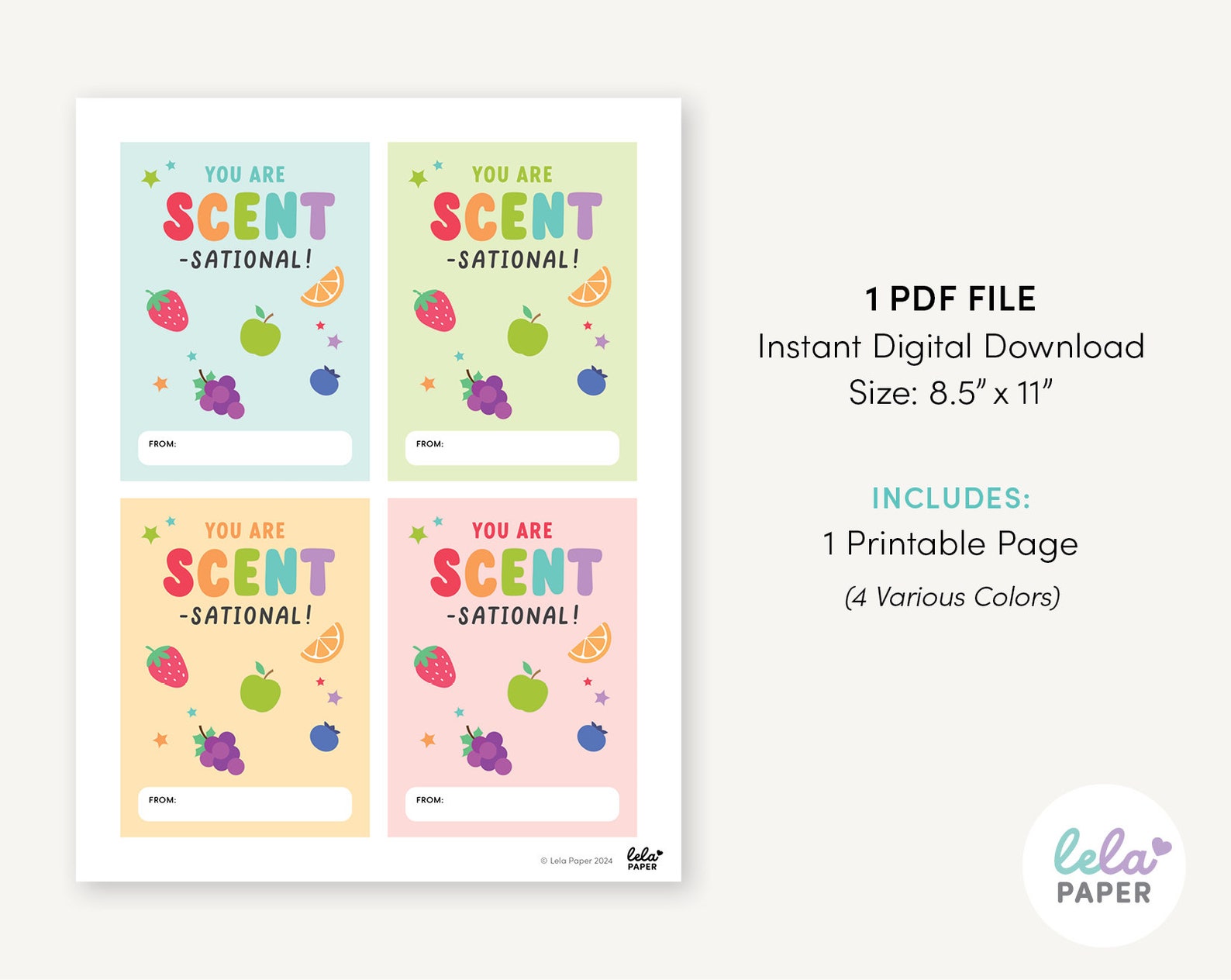 Fruit Scent Marker Class Valentine Cards, Valentine's Day Gift Tags ...