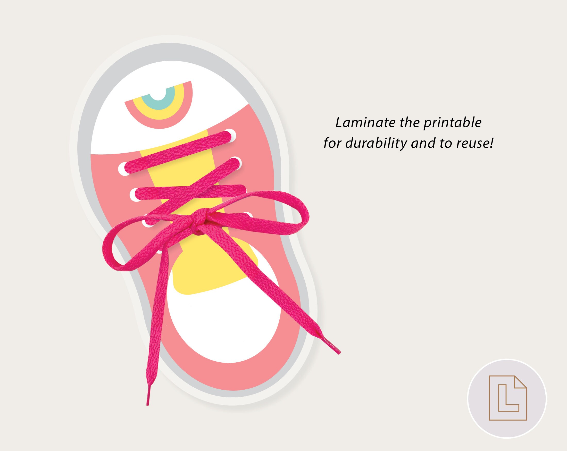 Shoe Lacing Cards Printable, Shoe Tying Practice Activity, Learning to ...