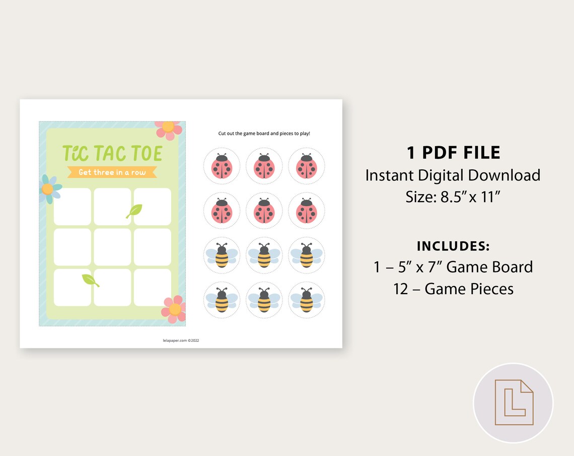 Spring Tic Tac Toe Game Printable Fun Spring Activity for Kids Bees ...