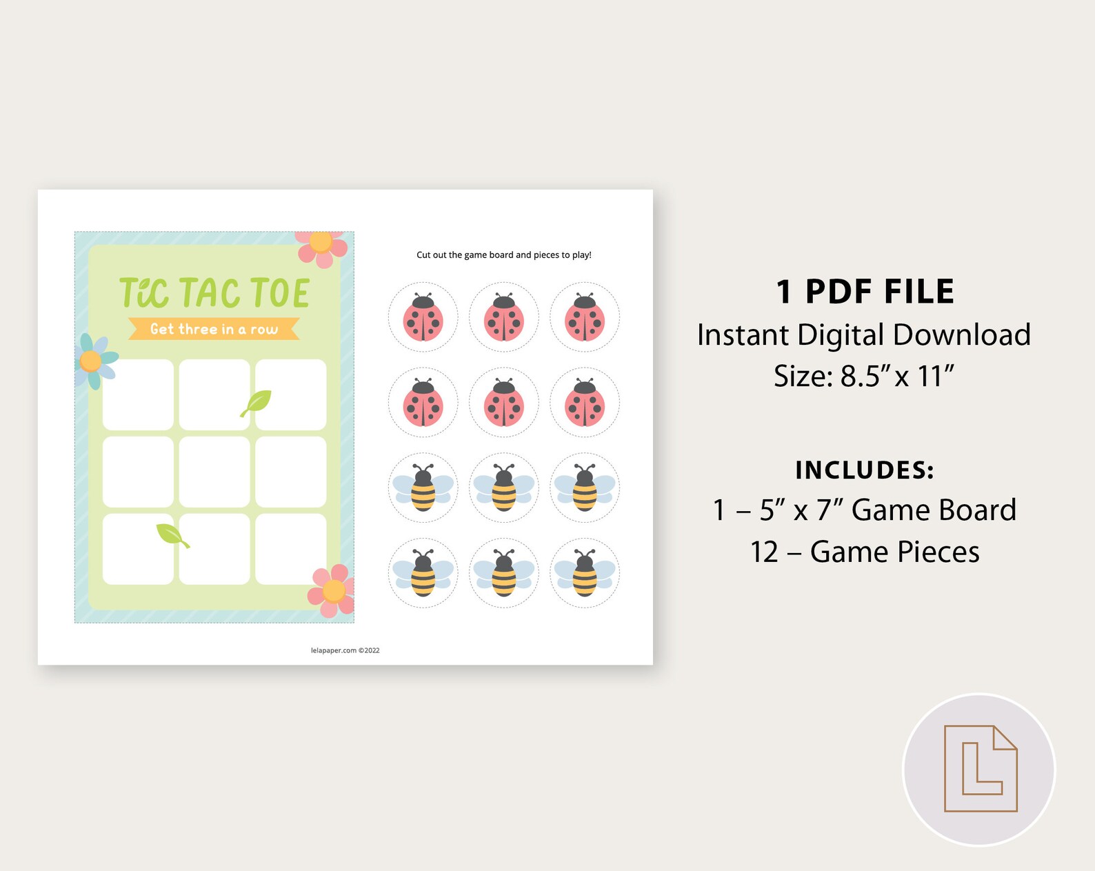 Spring Tic Tac Toe Game Printable Fun Spring Activity for Kids Bees ...