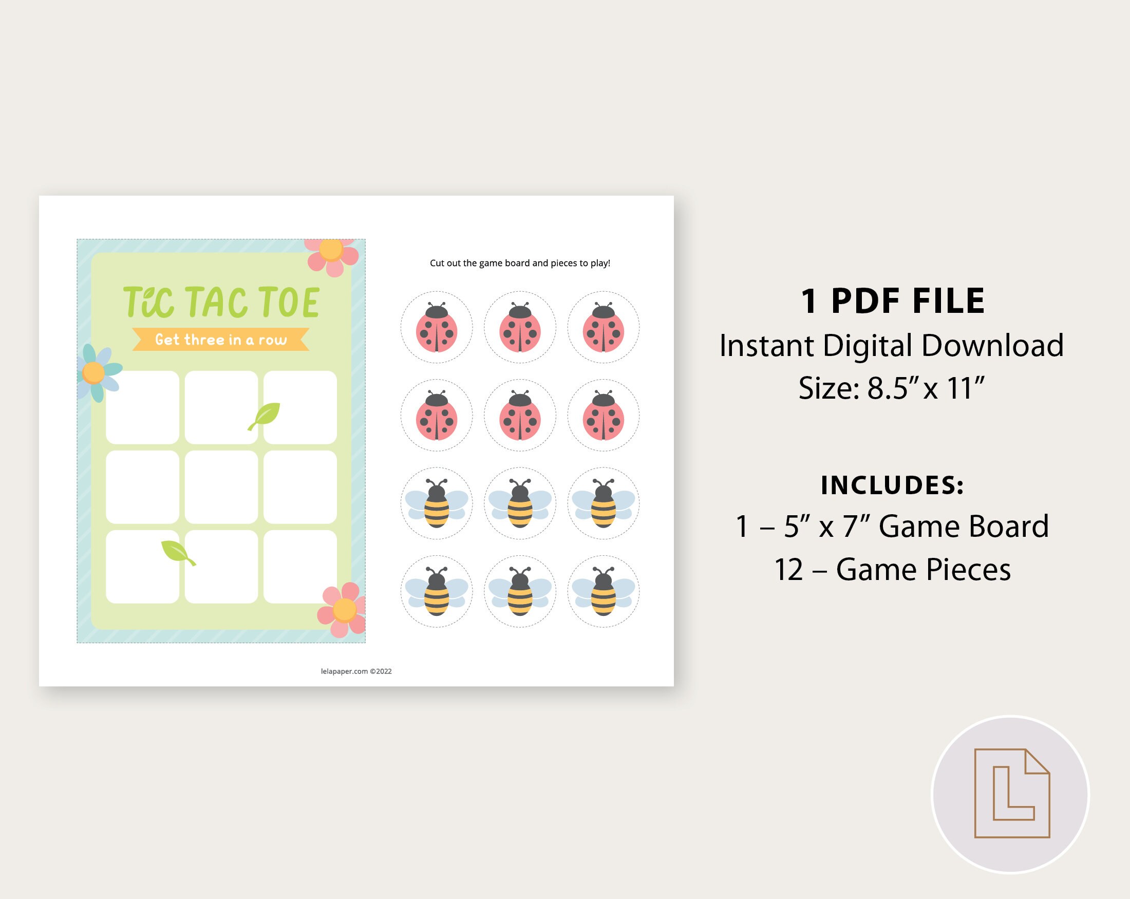 Spring Tic Tac Toe Game Printable Fun Spring Activity for Kids Bees ...