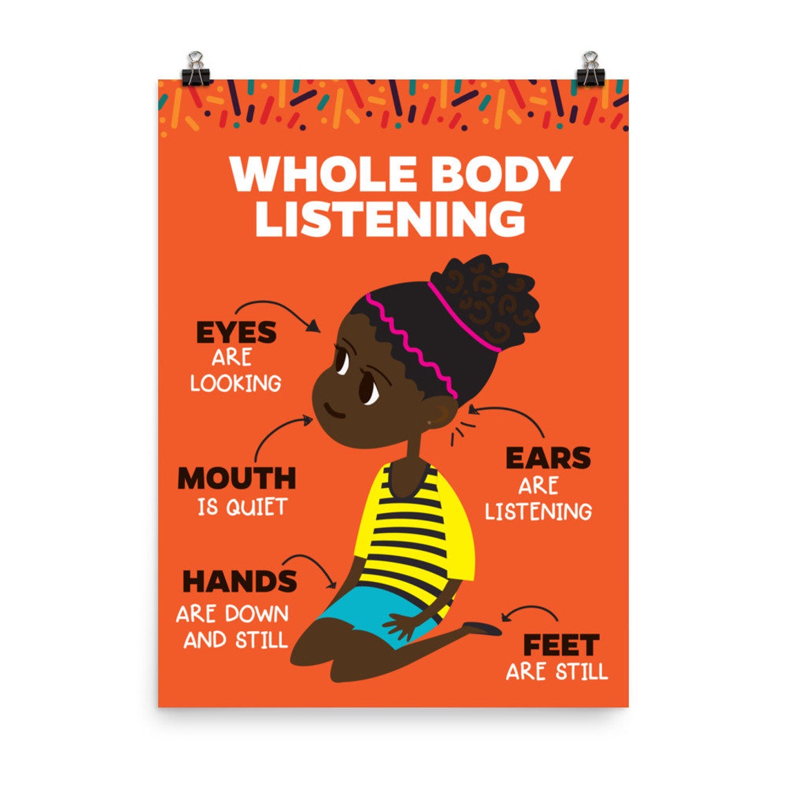 Whole Body Listening PRINTED Reading Classroom Poster, Perfect for ...