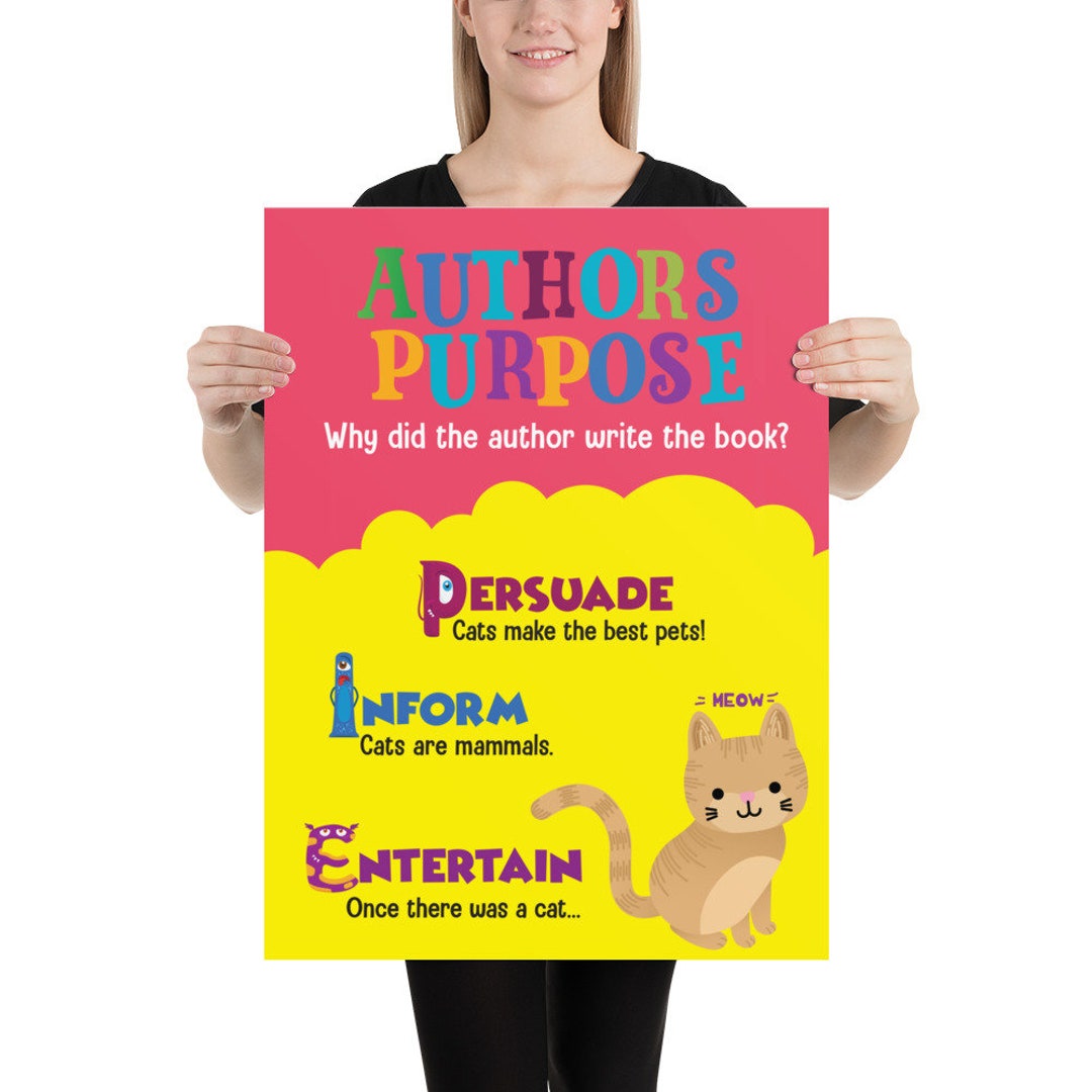 Author's Purpose Reading Classroom Poster, Classroom Decor, English ...