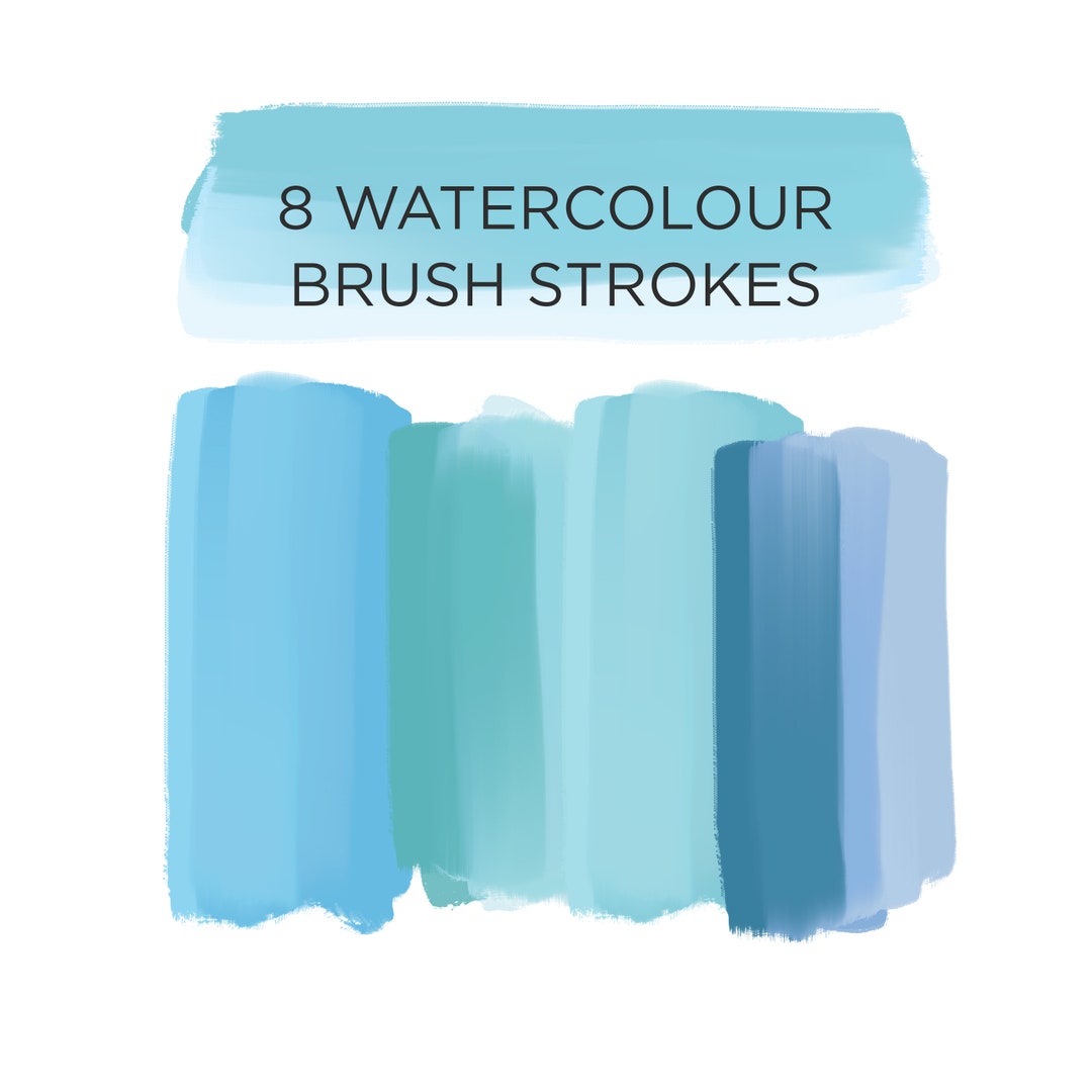 Brush Stroke Clipart, Pastel Brush Strokes, Watercolor Ocean Blue Brush ...