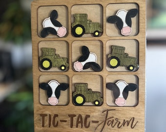 Farm Animal Tic Tac Toe // Farm Animal Game // Toddler Gift // - Etsy