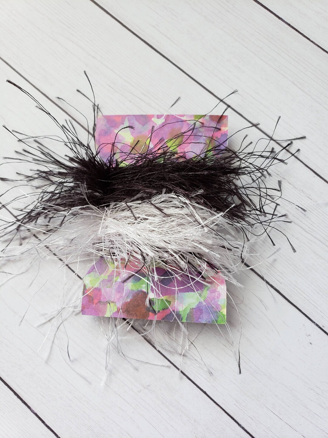 Black & White Zebra Eyelash Trim Fibers Eyelash Yarn for Journals ...