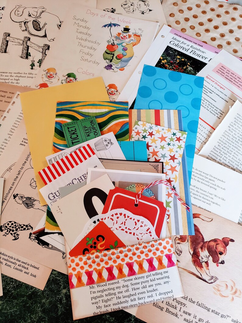 Themed Variety Paper Packets W/vintage Book Pages, Unique Papers ...