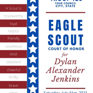 Patriotic Eagle Scout Program (digital Download Printable ...