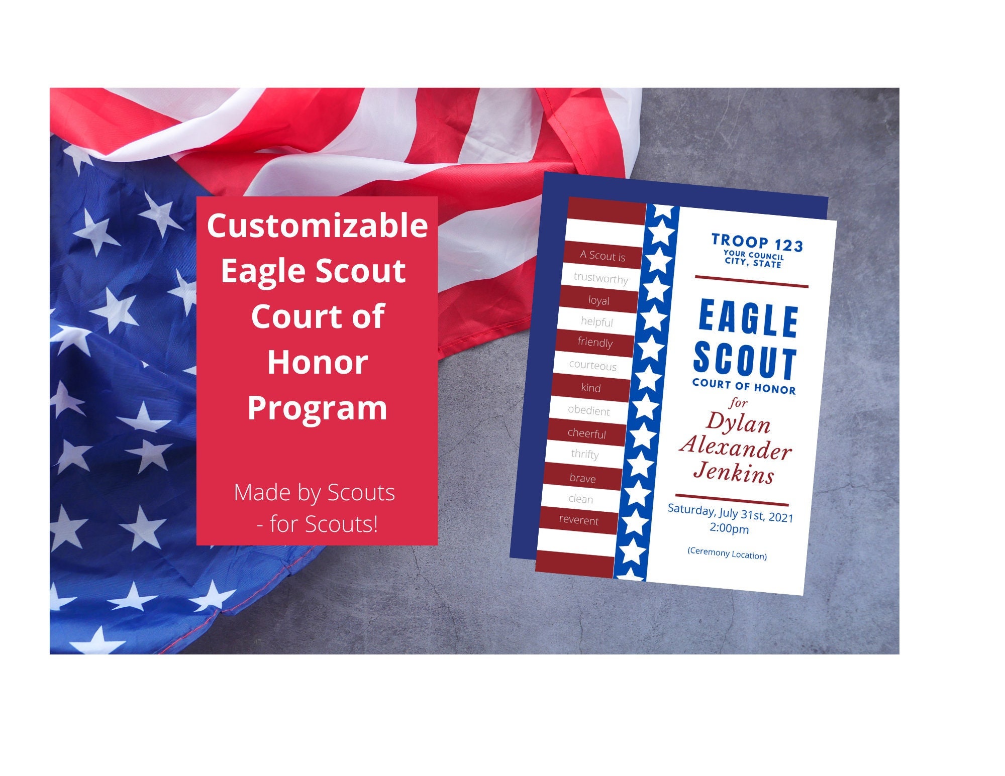Patriotic Eagle Scout Program (digital Download Printable ...