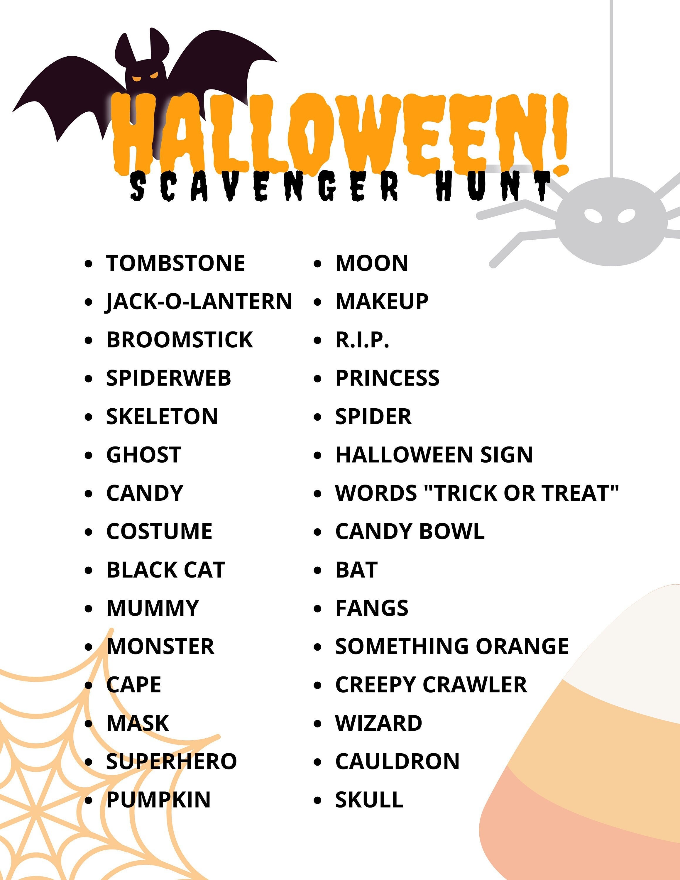 Halloween Neighborhood Scavenger Hunt Game digital Download - Etsy