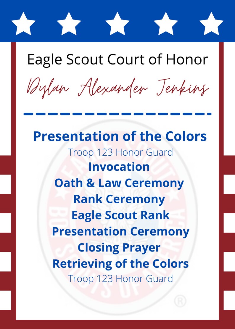 Patriotic Eagle Scout Program (digital Download Printable ...