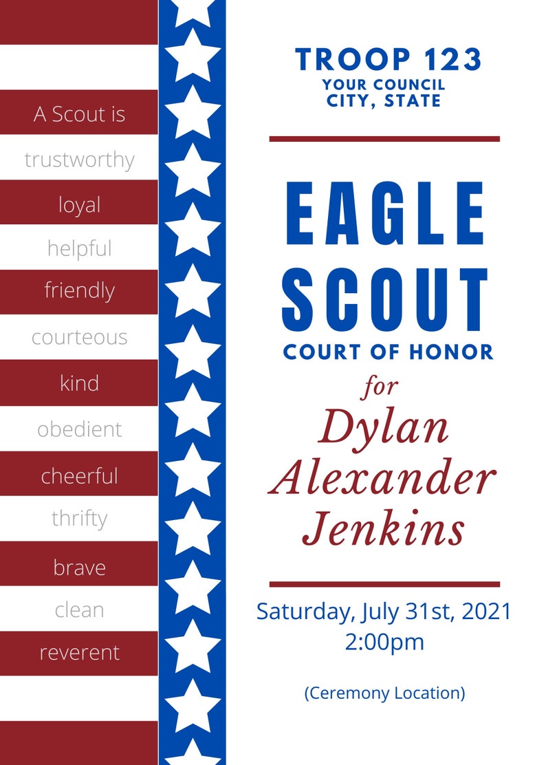 Patriotic Eagle Scout Program (digital Download Printable ...