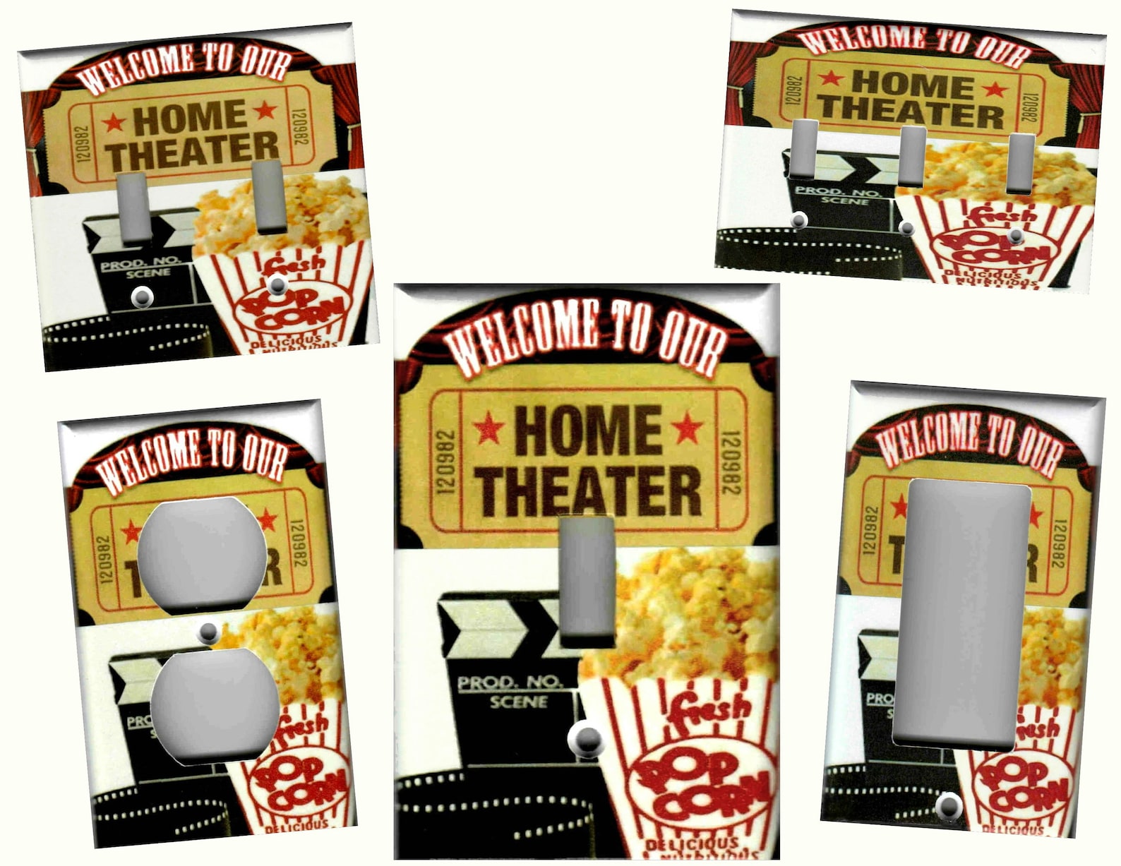 HOME THEATER WELCOME With Popcorn and Movie Clapper Light | Etsy