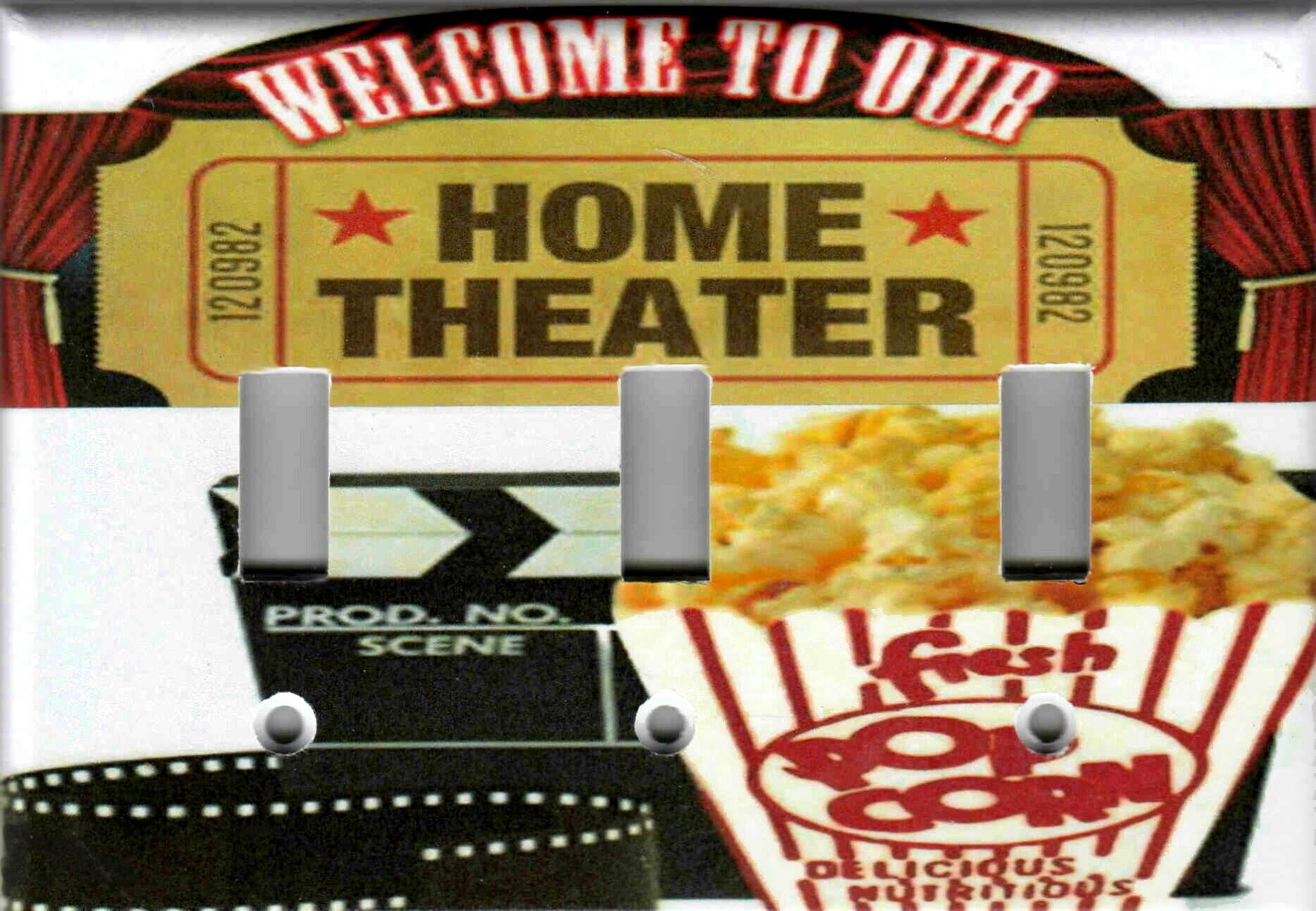 Home Theater Decor Light Switch Plate - Movie Clapper, Popcorn Design ...