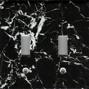 BLACK AND WHITE Marble Image Light Switch Plates and Outlets Home Decor ...