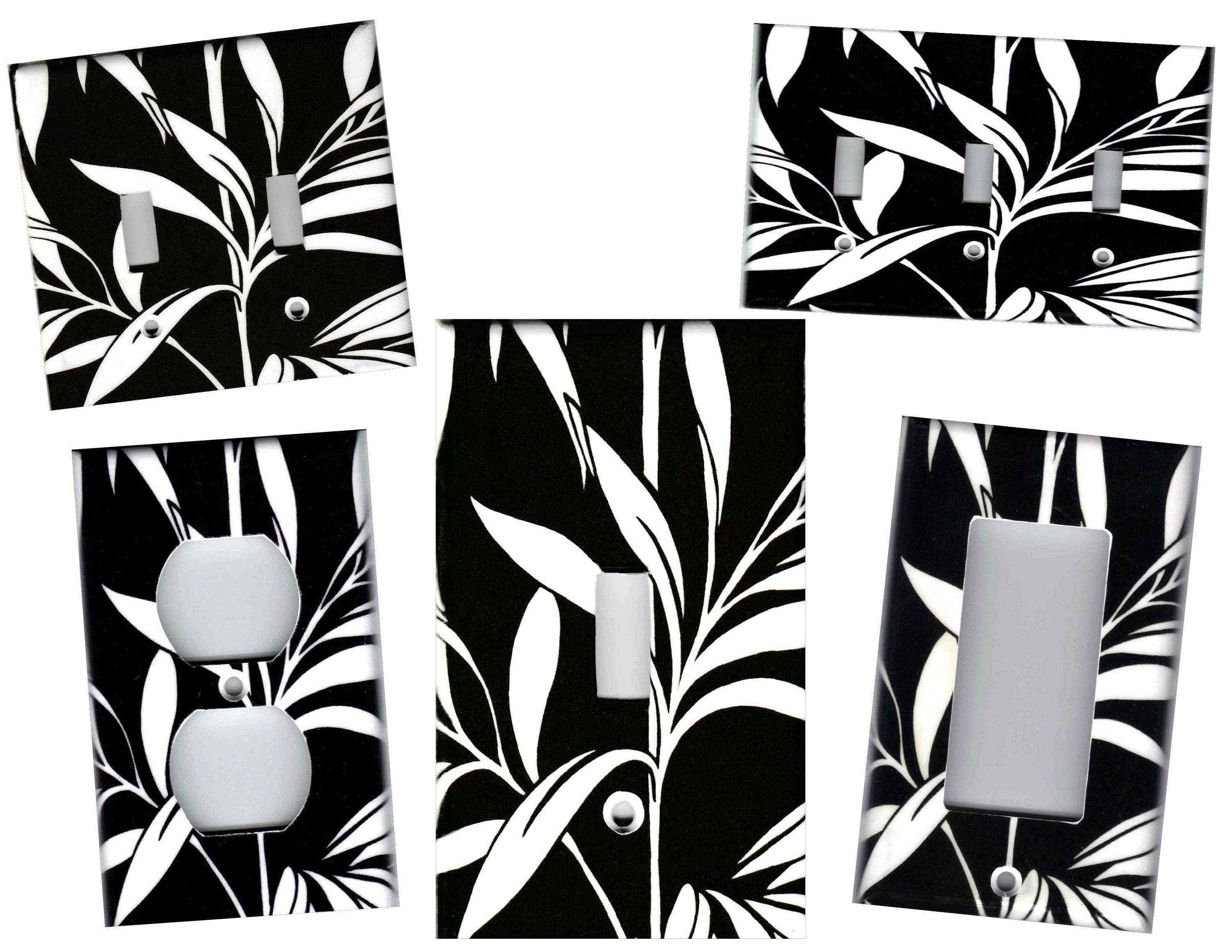 WHITE LEAVES on BLACK Light Switch Plates and Outlets Home Decor - Etsy