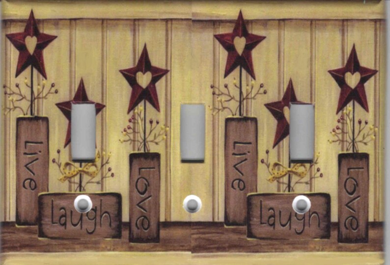 LIVE LOVE LAUGH Country Barn Star Light Switch Plates and Outlets Home ...