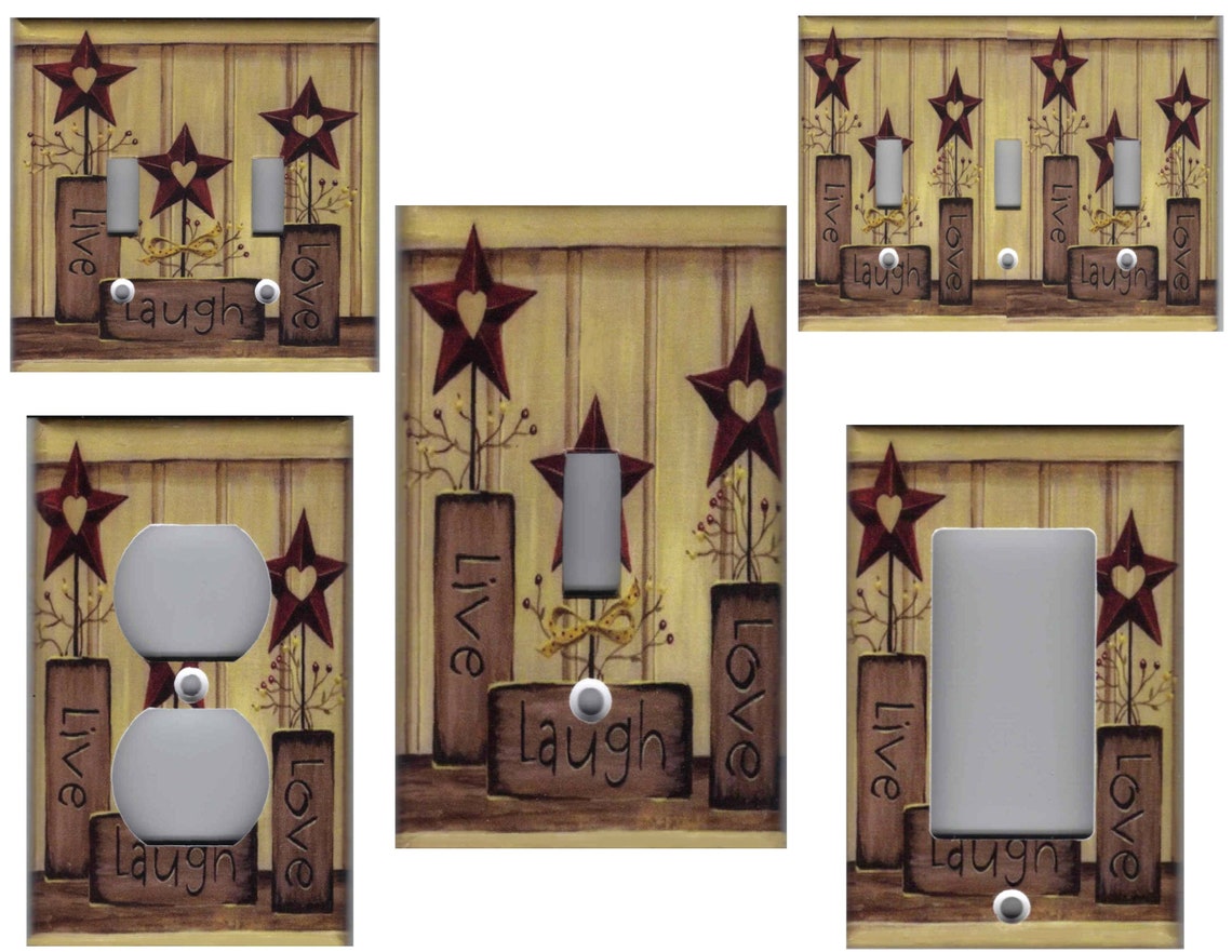 LIVE LOVE LAUGH Country Barn Star Light Switch Plates and Outlets Home ...