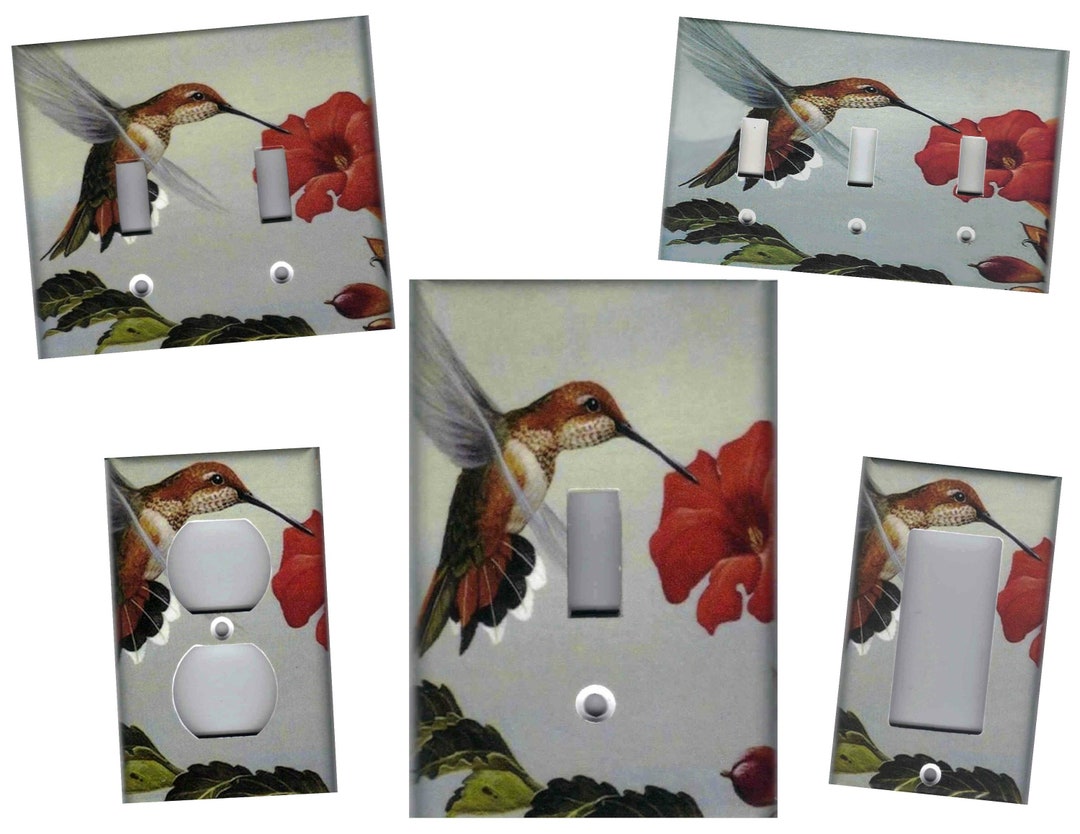 Hummingbird & Flower Light Switch Plate Cover, Home Decor - Etsy