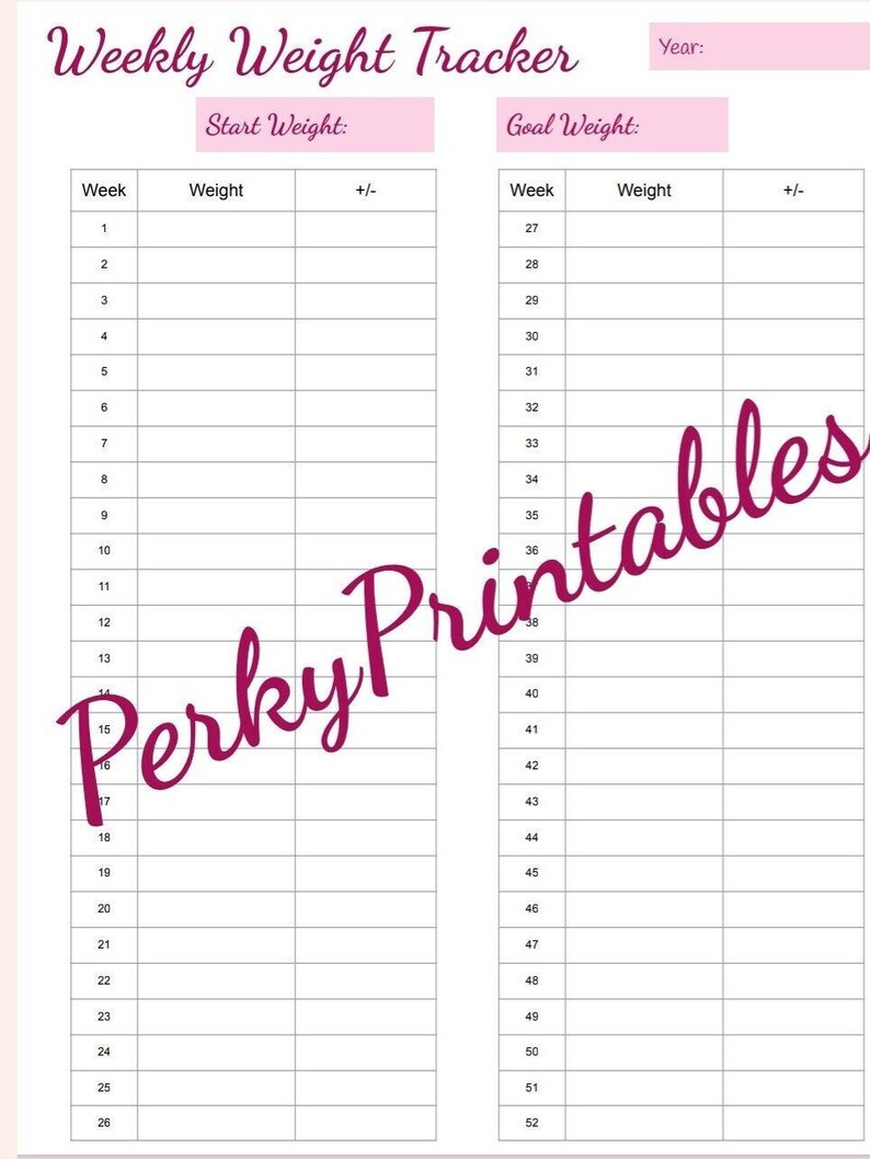 Weekly Weight Loss Tracker - Etsy