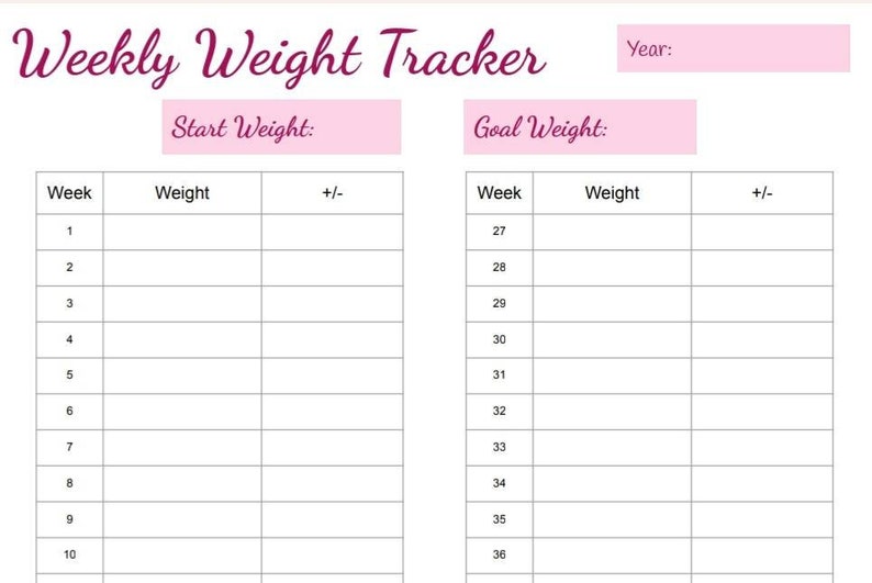 Weekly Weight Loss Tracker - Etsy