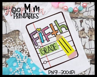 Back to School Fifth Grade Clipart Polka Dot Pencil PNG - Etsy