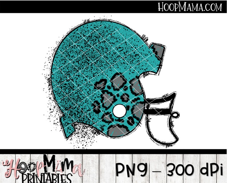 Teal Blue Leopard Distressed Football Helmet Sports - Etsy