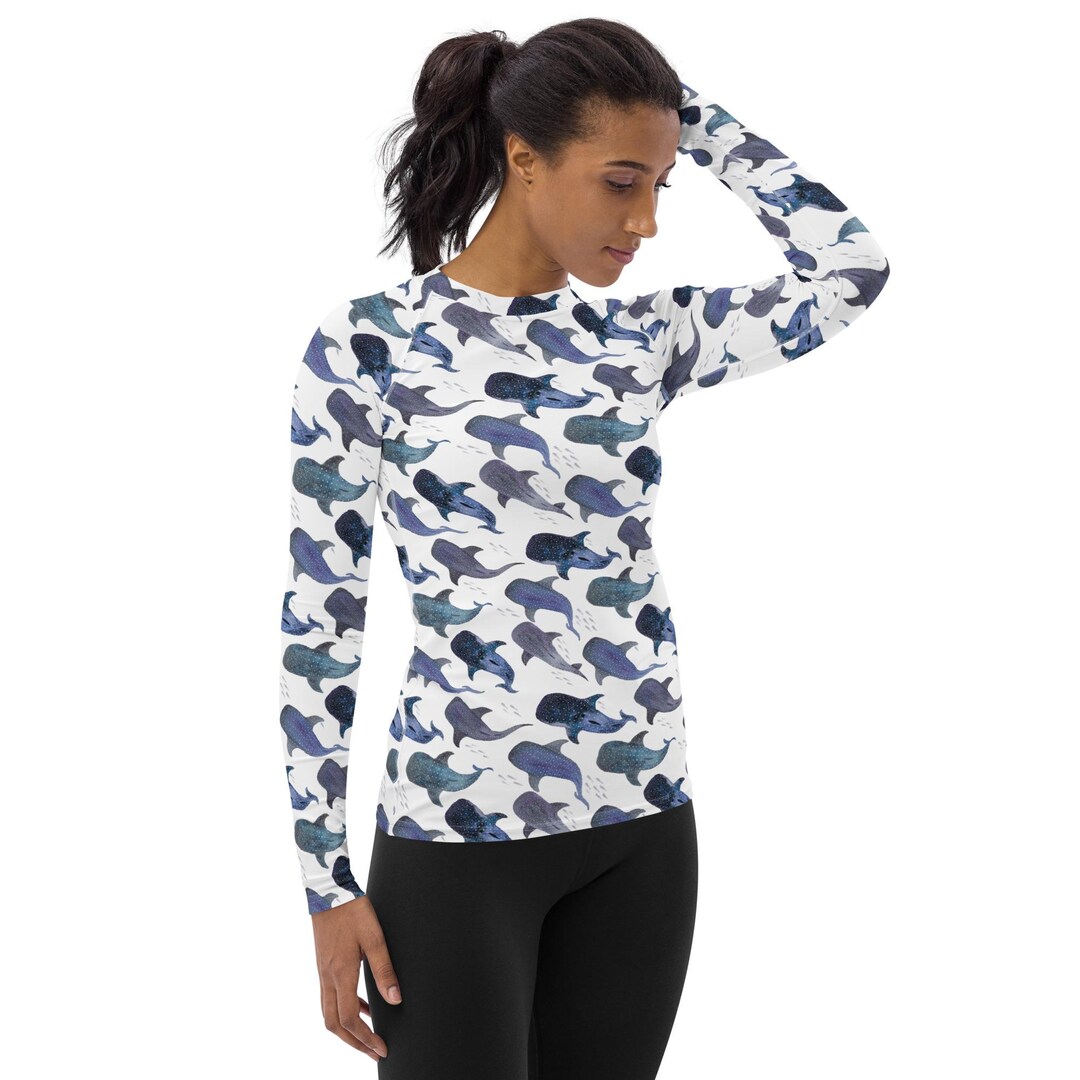 Whale Shark Pod Women's Rash Guard on White - Etsy