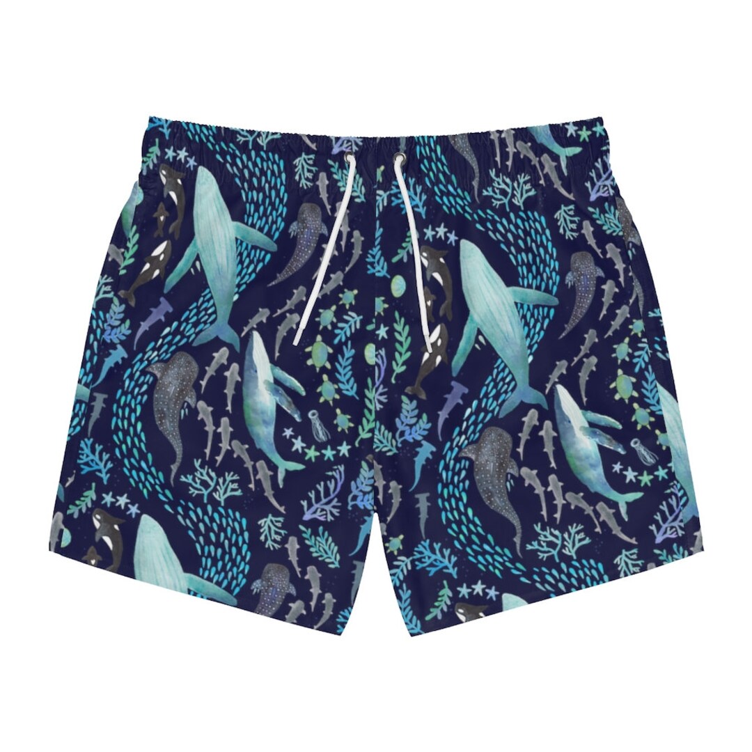 NEW Sharks, Humpback Whales Swim Trunks in Dark BLUE / NAVY - Etsy