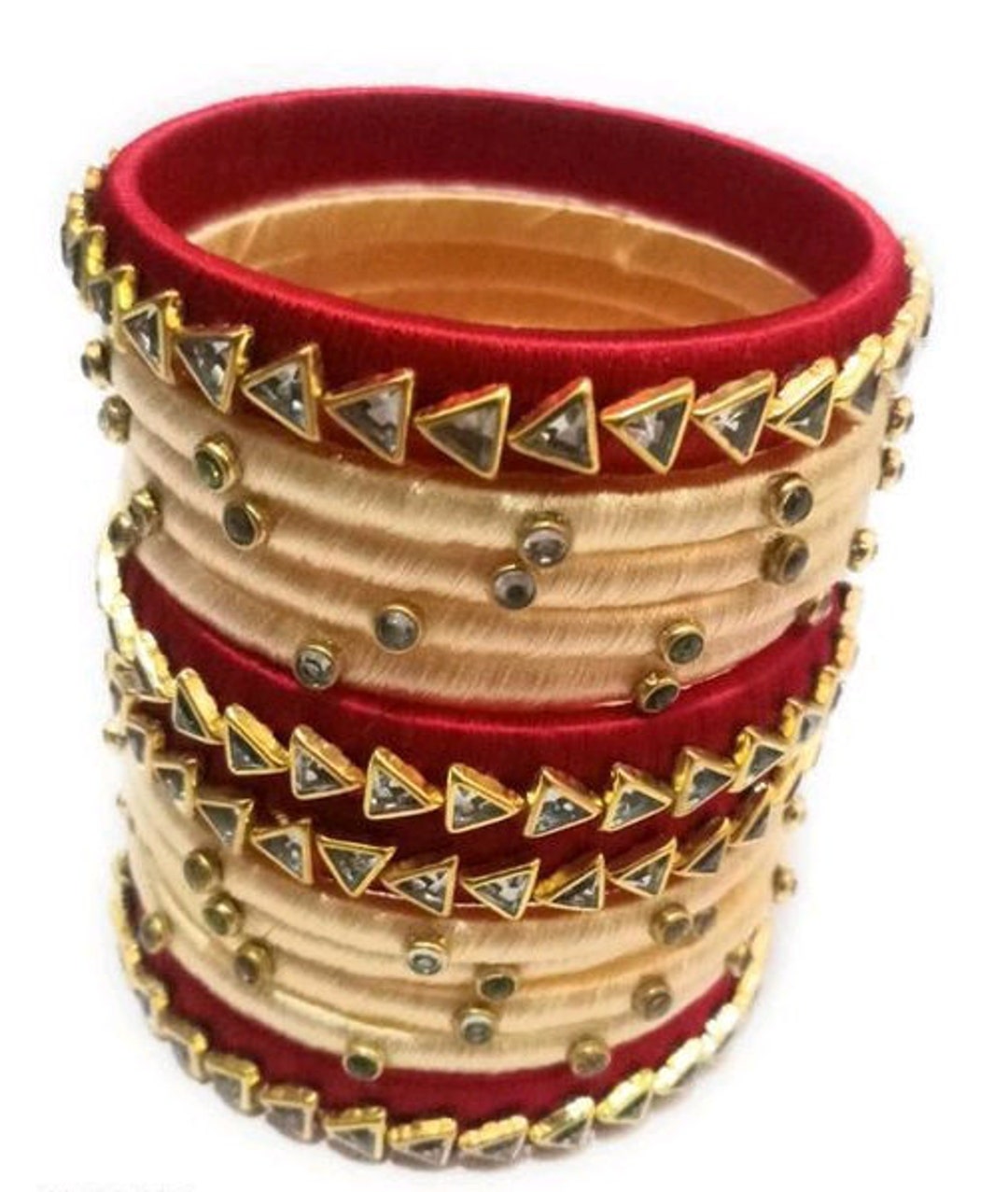 Red Color Silk Thread Bridal Bangles Indian Jaipur Jewelry Bracelet ...