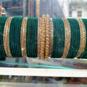 Indian Red and Black Multi Silk Thread Bridal Bangles Kundan Velvet ...