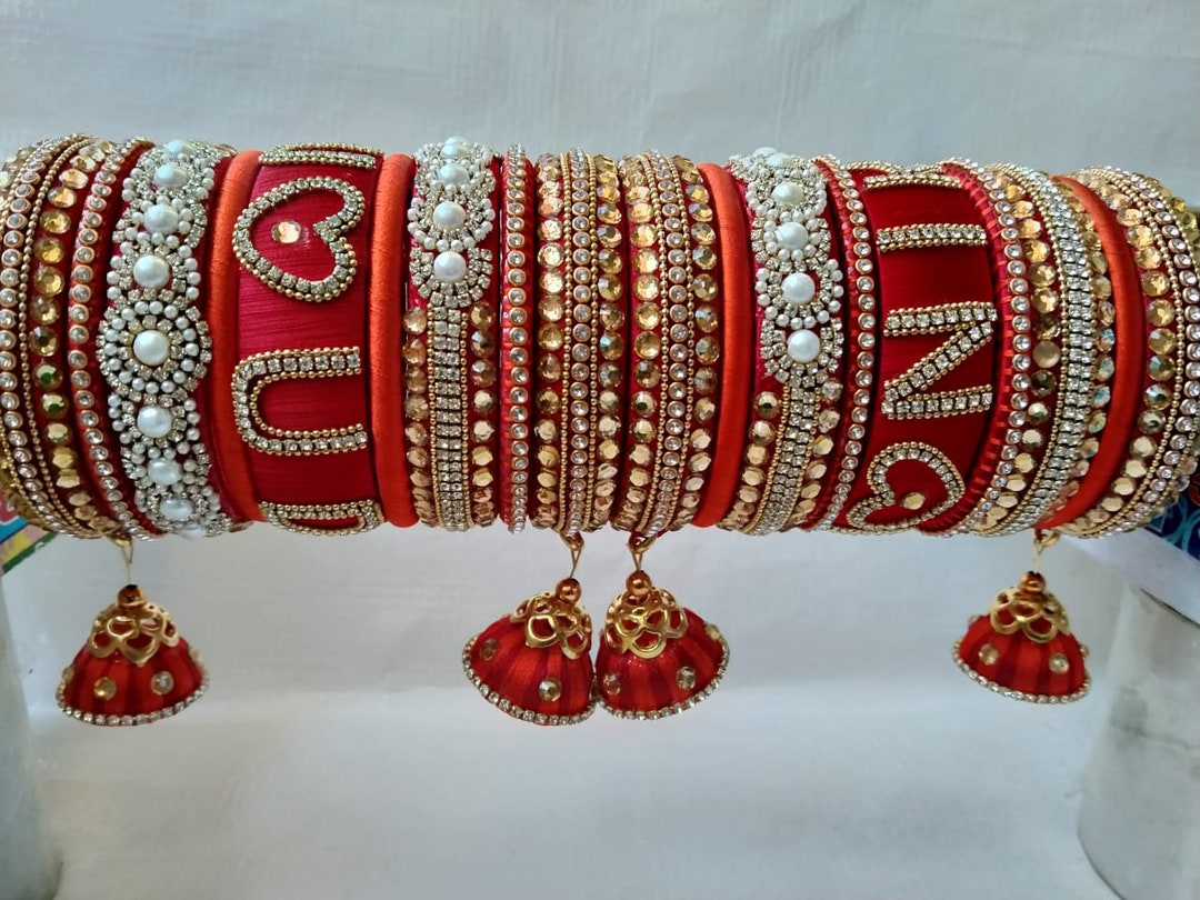 18 Red Color Bangles With Latkentesseldangling Heavy Design - Etsy UK